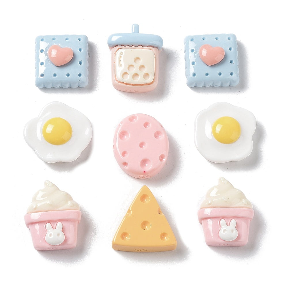 Opaque Resin Cabochons Imitation Food Ice Cream & Egg & Drink Mixed ...
