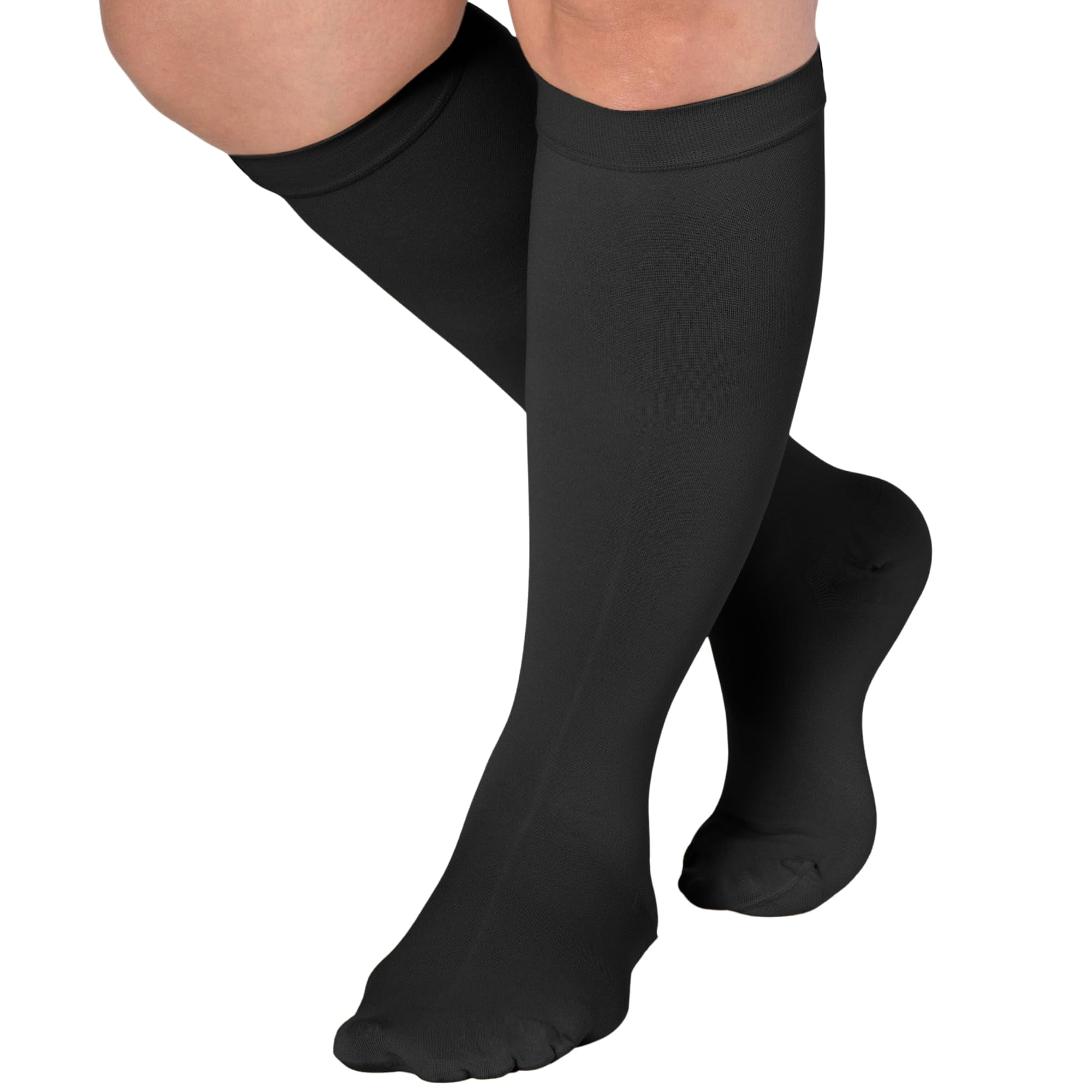 Opaque Support Stockings for Women & Men 15-20mmHg - Closed Toe - Black ...