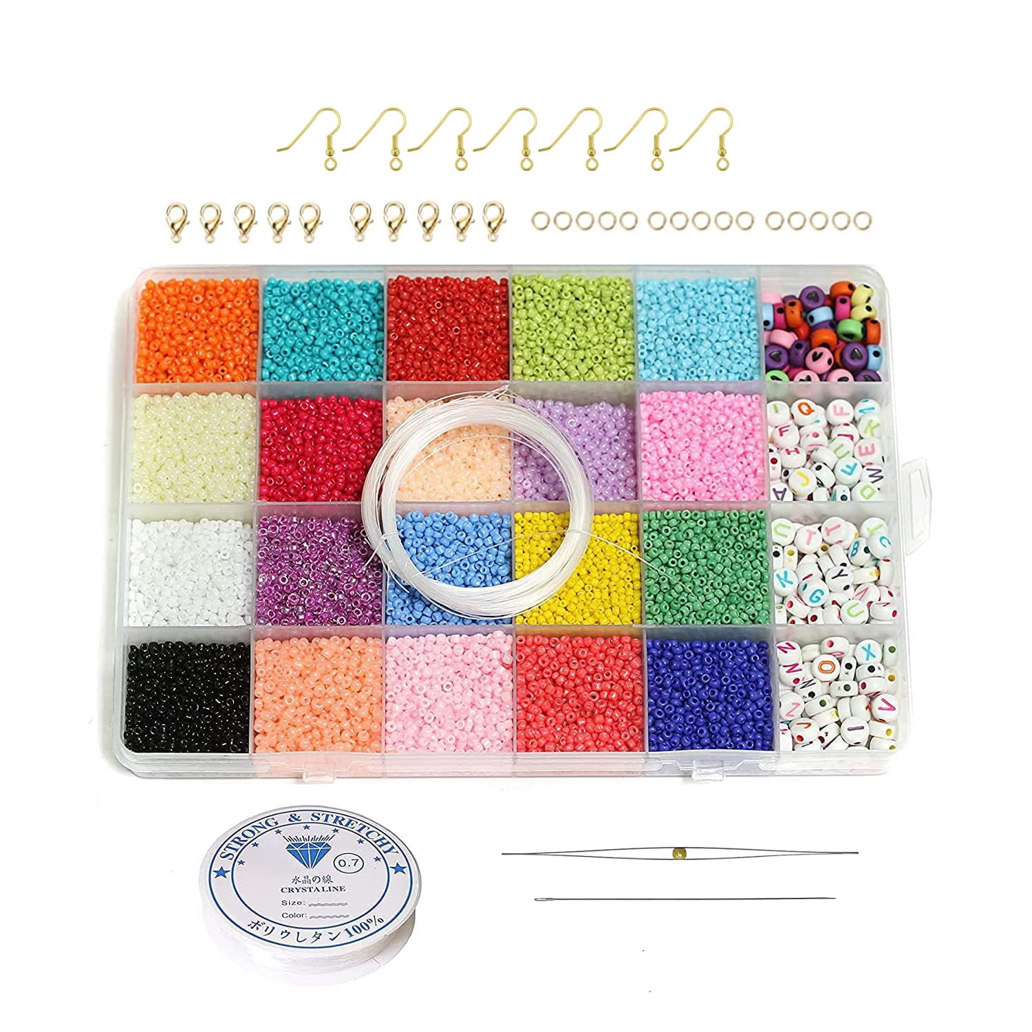 Opaque s Glass Seed Beads And Alphabet Beads Diy Kit With Thread ...