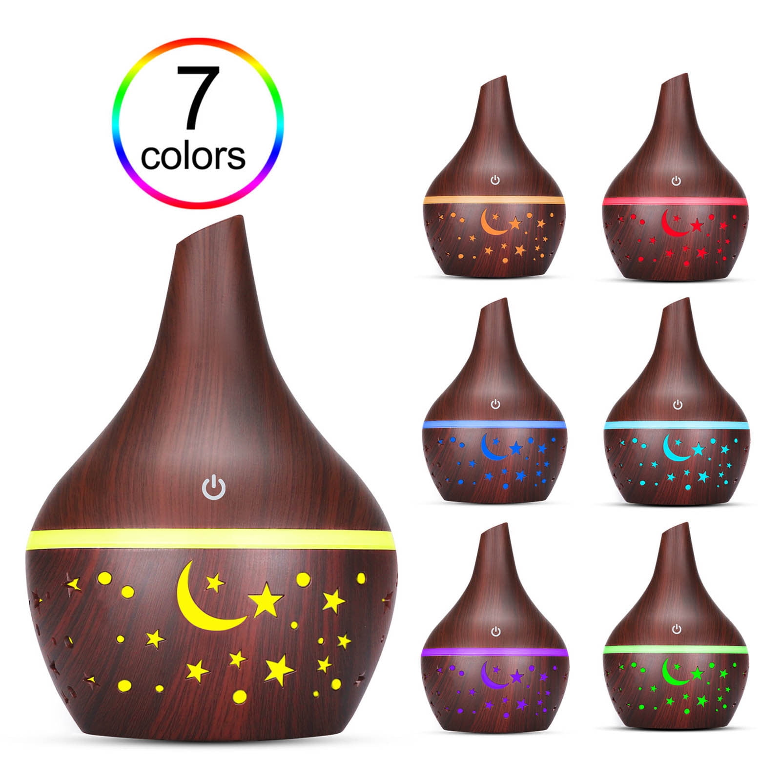 Opehuo 300ml Essential Oil Diffuser,Skeletonized Stars and Moon ...