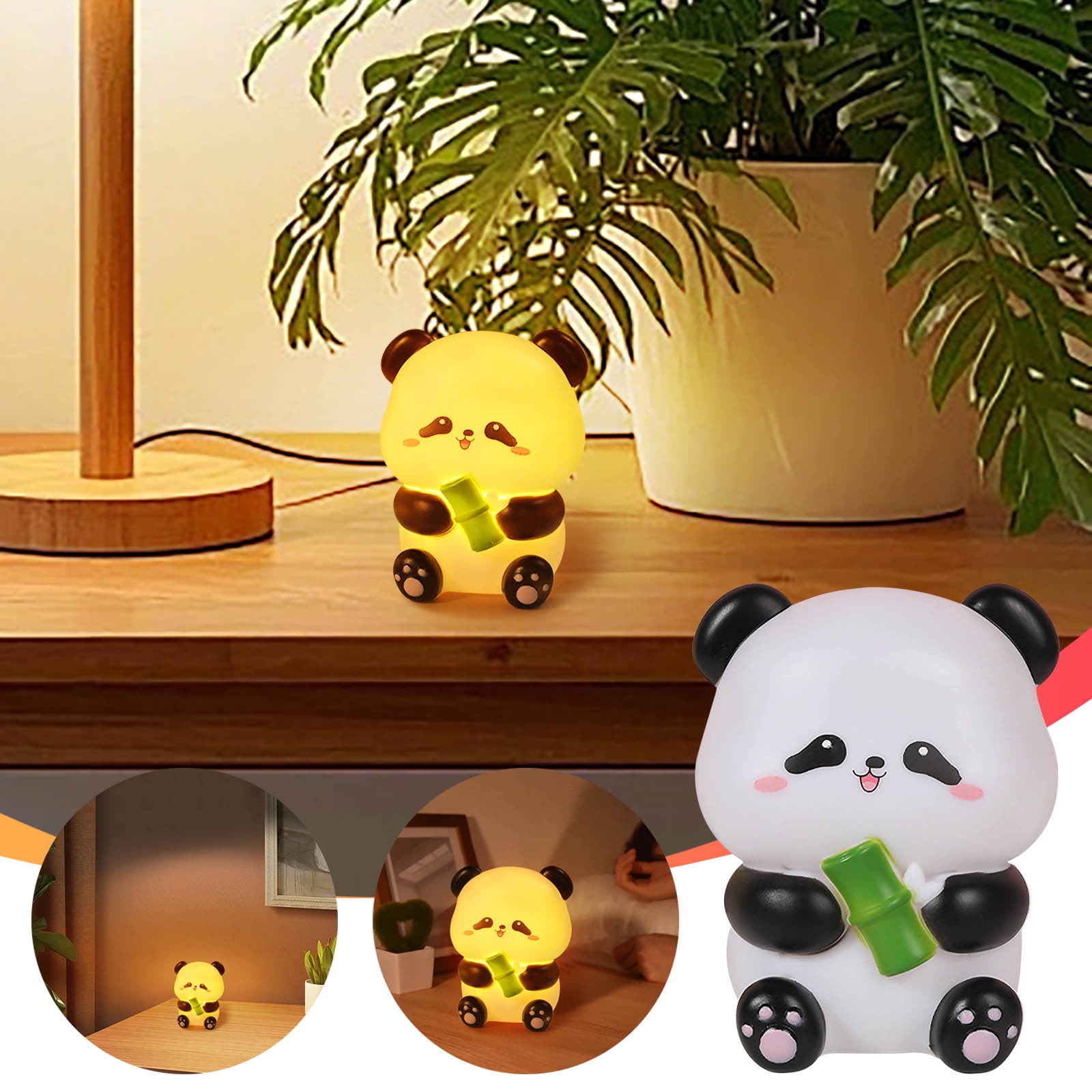 Opehuo Bamboo Panda Night Light,Cute Panda Lamp,Battery Mode Dimmable ...