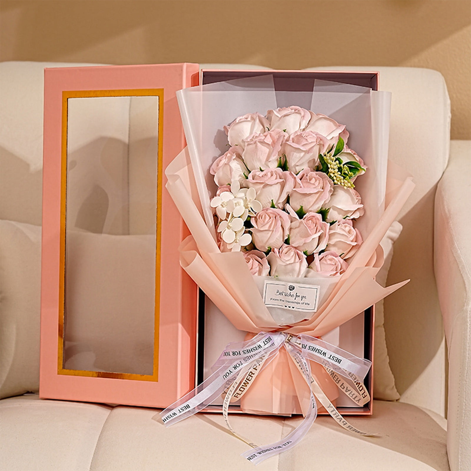 Opehuo Everlasting Rose Bouquet Gift Box,Soap Rose Bouquet 18 Flower ...