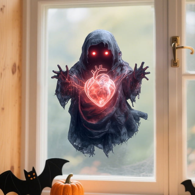 Opehuo Halloween Window Clings for Glass Windows,Colorful Large Ghost ...