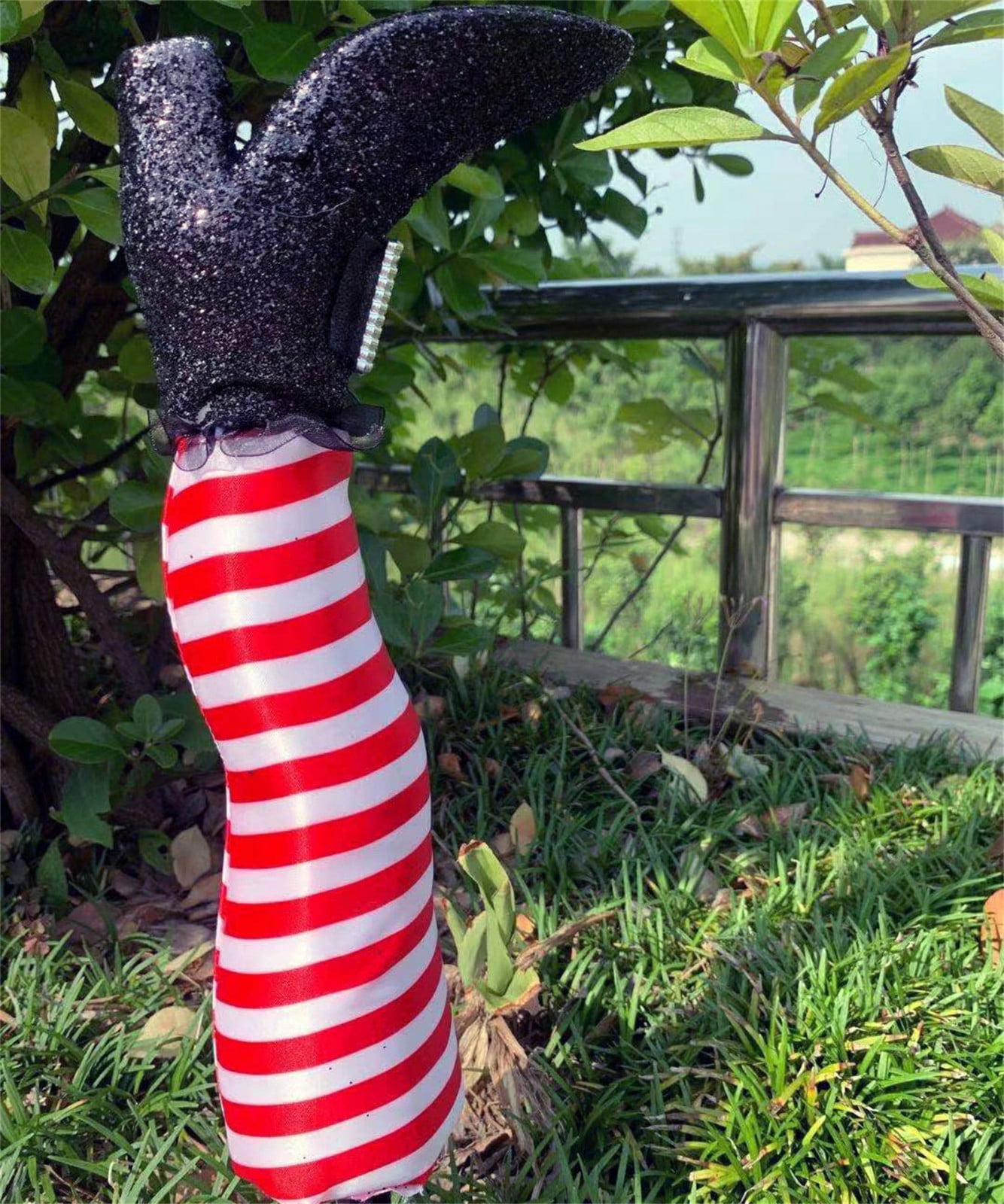 Opehuo Halloween Witch Legs Yard Stake Decoration,13.4"Upright Striped ...