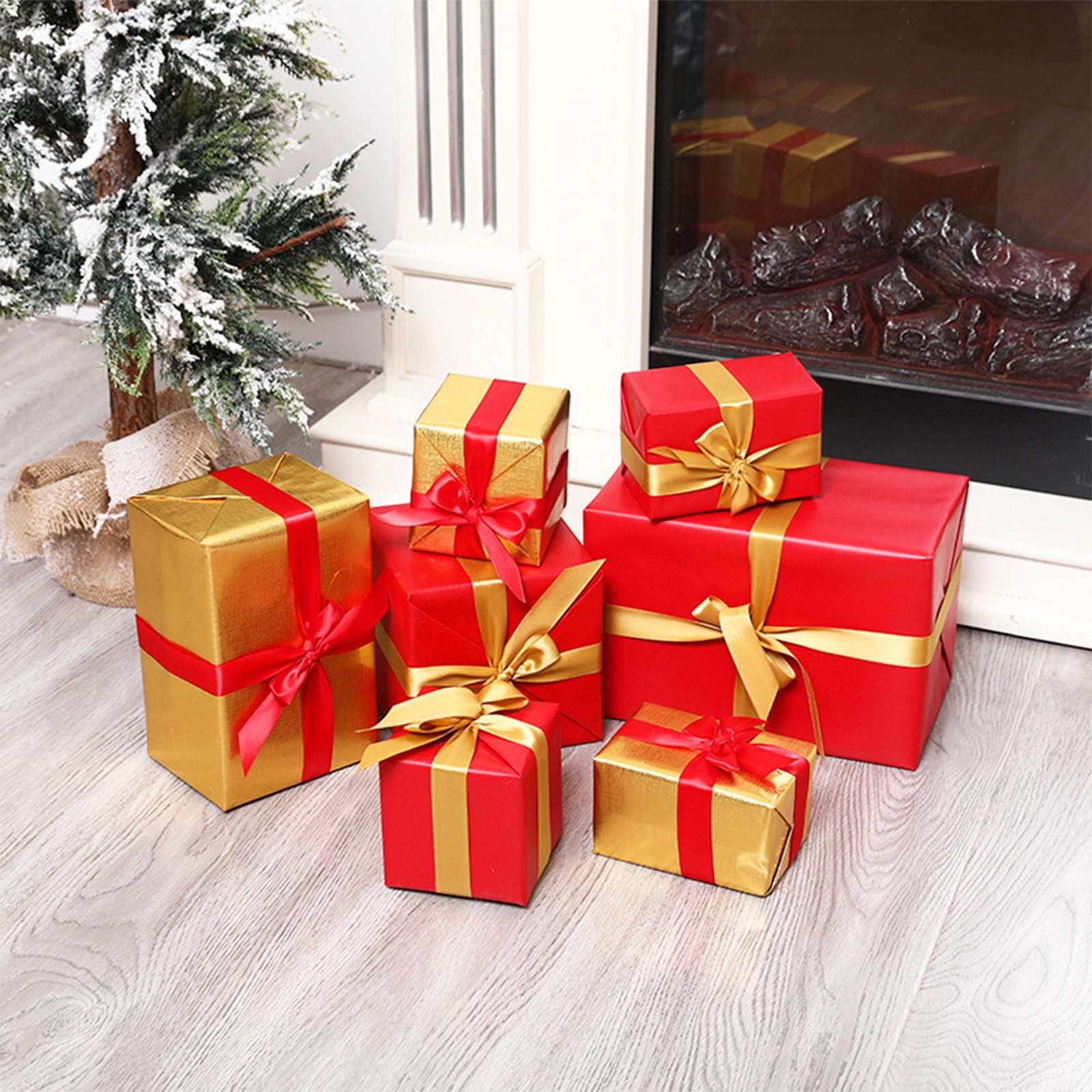 Opehuo Matte Christmas Decorations Gift Boxes Set of 7,Gift Boxes ...