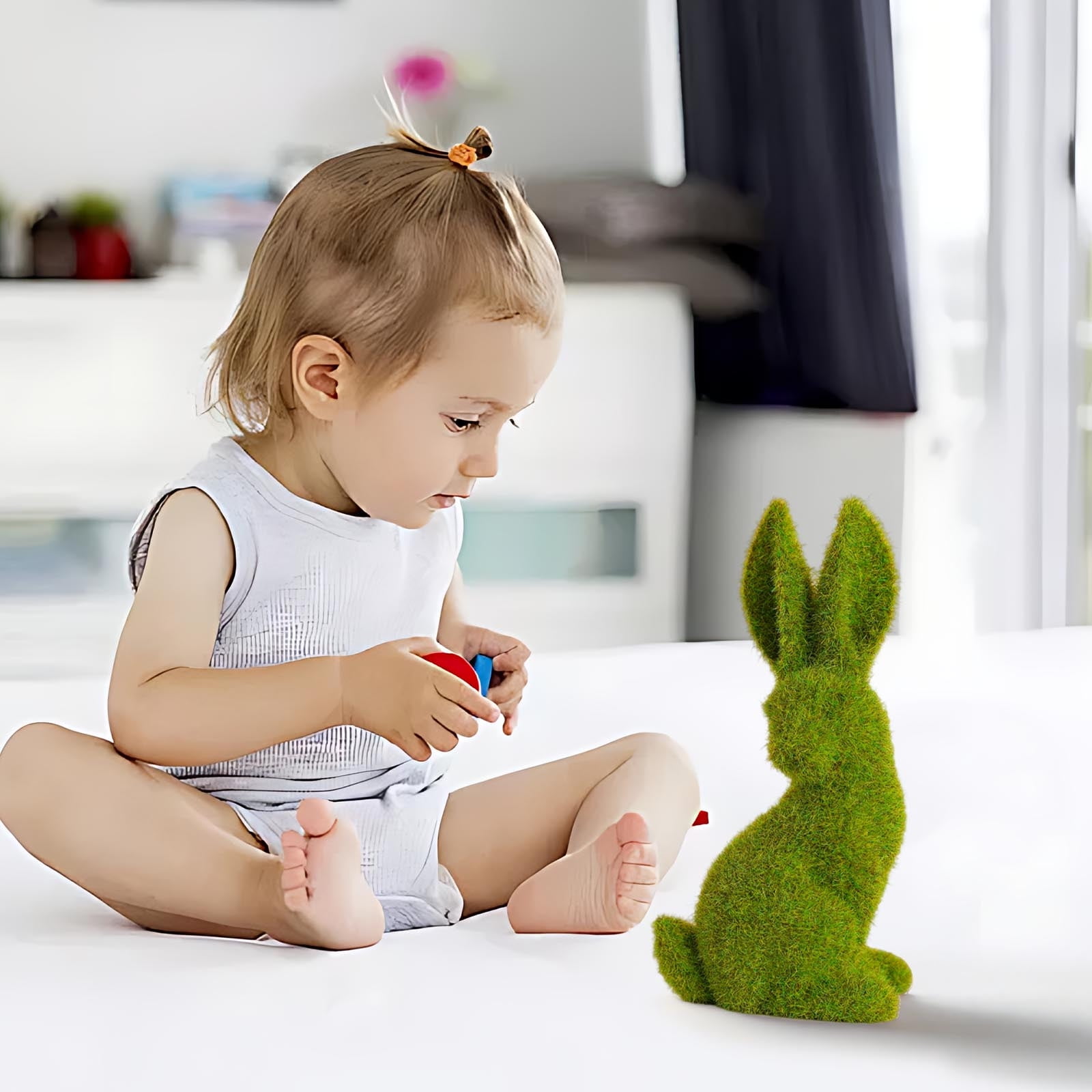 Opehuo Moss Rabbit Foam Ornament,Garden Artificial Moss Rabbit Easter ...