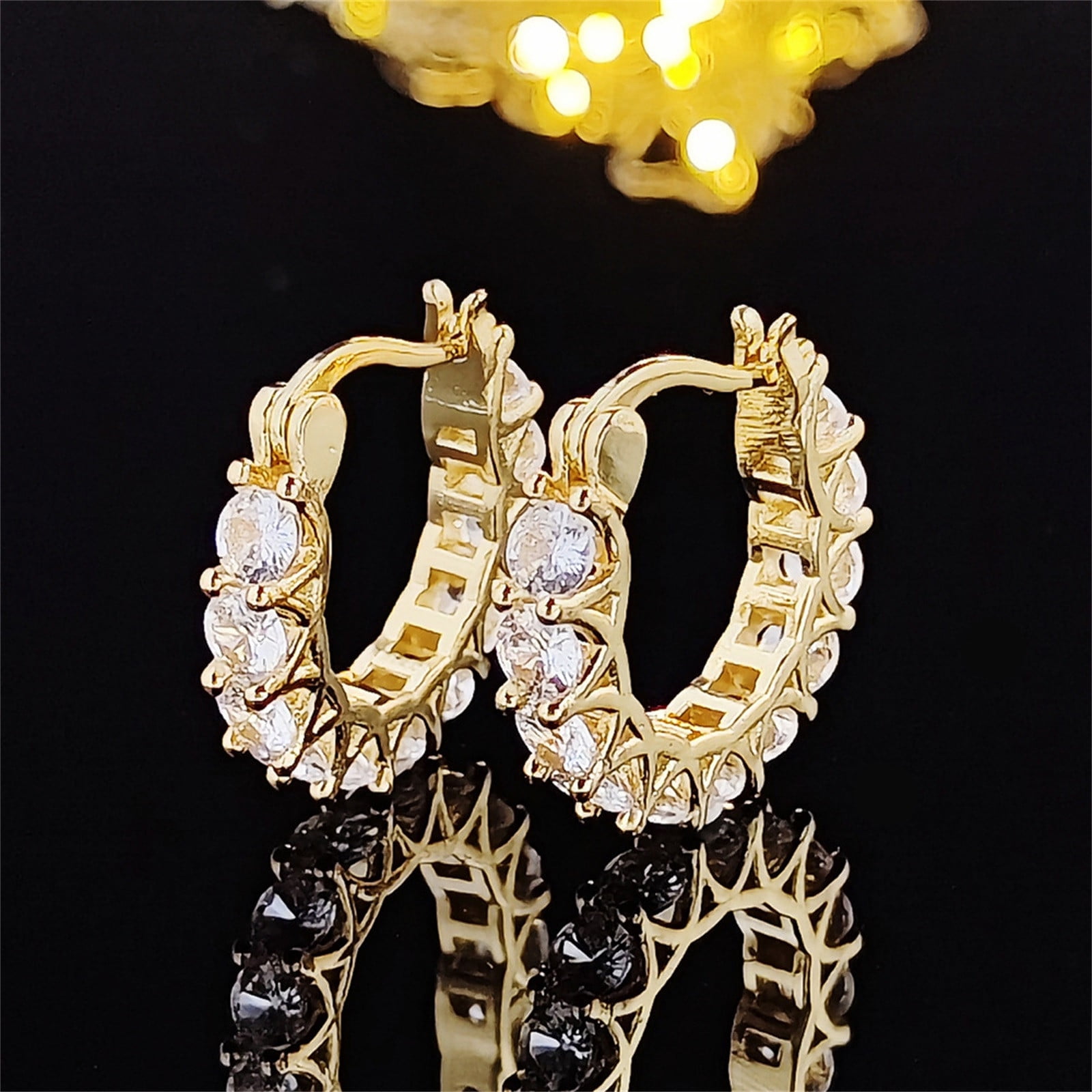 Opehuo Women's Small Hoop Full Diamond Earrings,Gold-tone Silver-tone ...