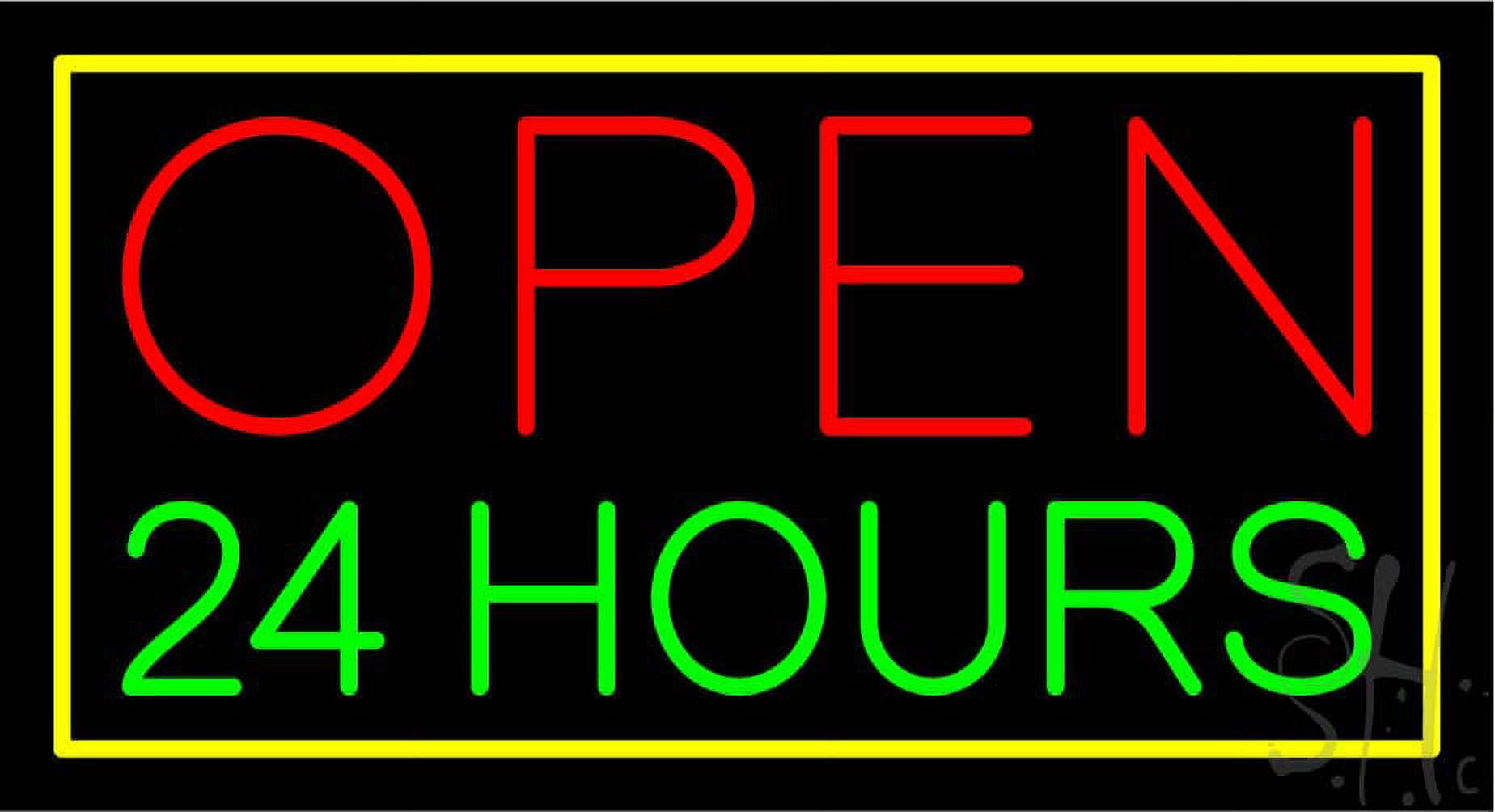 Open 24 Hours LED Neon Sign 20 x 37 - inches, Clear Edge Cut Acrylic ...