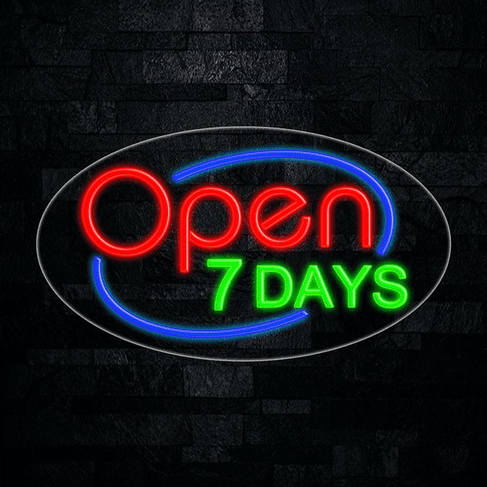 Open 7 Days LED Neon Sign 28"L x 16"H #34058 - Walmart.com
