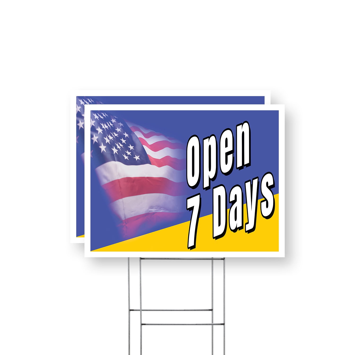 Open 7 Days Yard Sign 2 Pack of 18 Inch x 24 Inch Single Sided ...