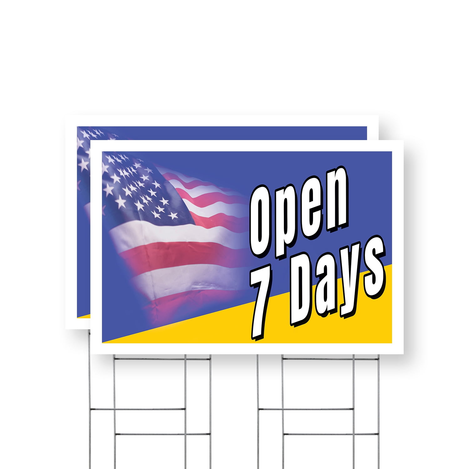Open 7 Days Yard Sign 2 Pack of 24 Inch x 36 Inch Double Sided ...