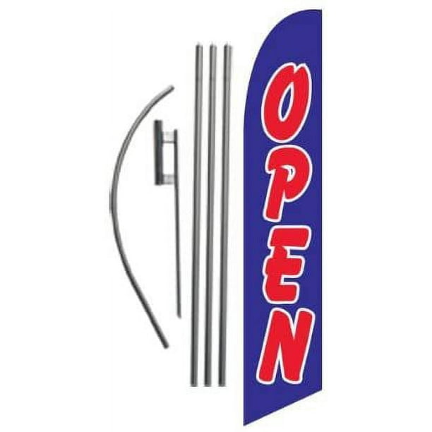 Open Advertising Feather Banner Swooper Flag Sign with 15 Foot Flag ...