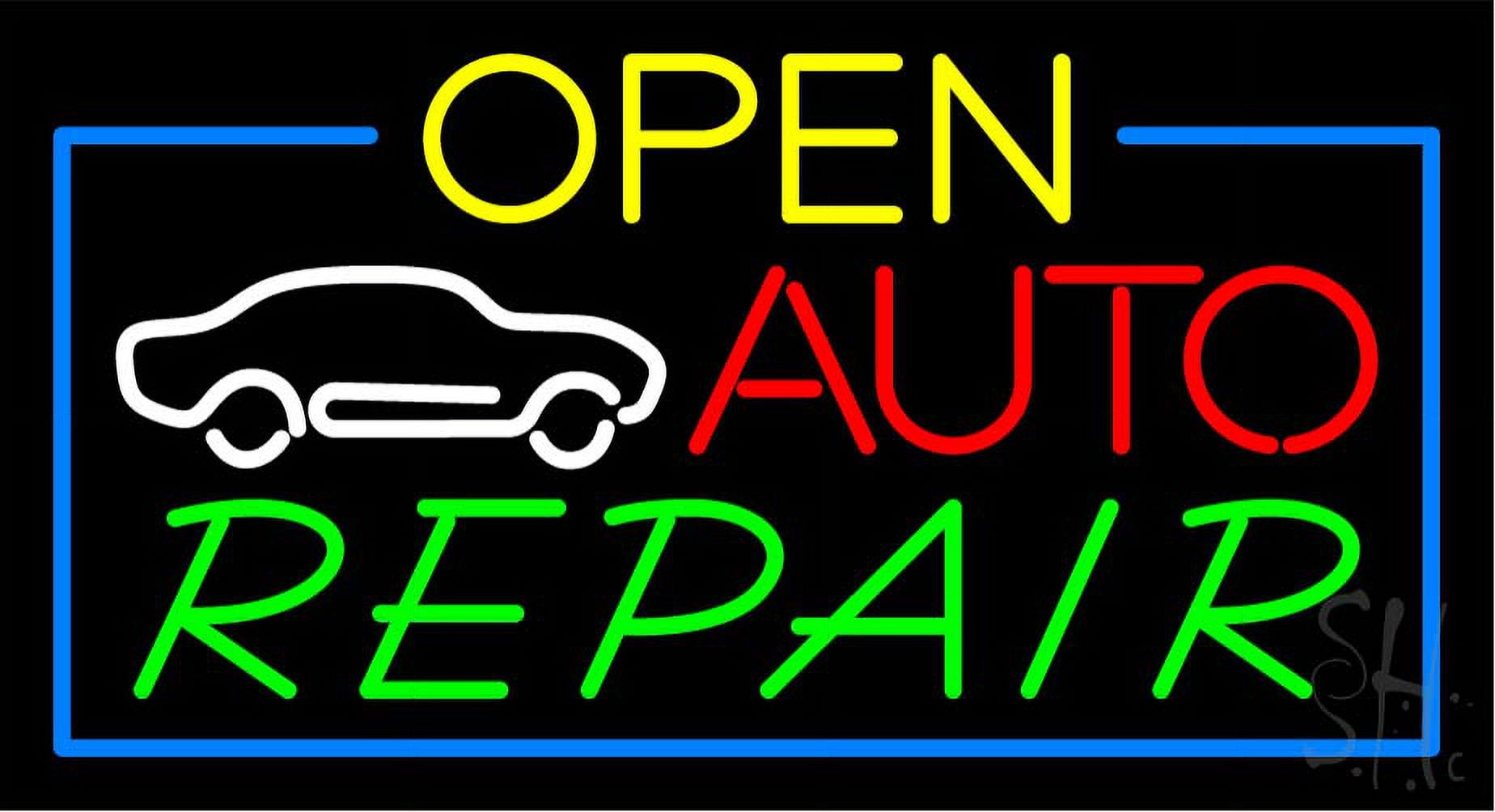 Open Auto Repair LED Neon Sign 20 x 37 - inches, Clear Edge Cut Acrylic ...