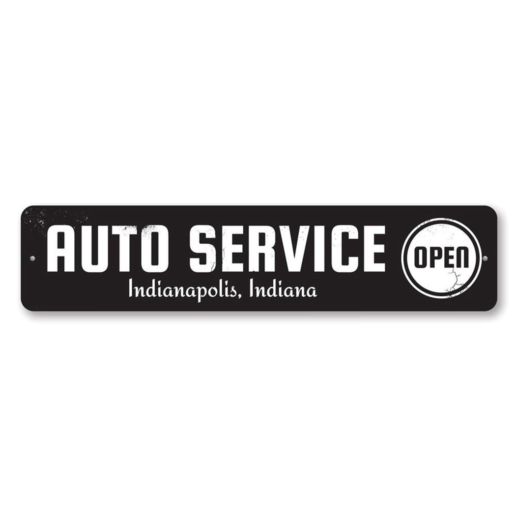 Open Auto Service Sign, Garage Location City State Sign, Custom ...