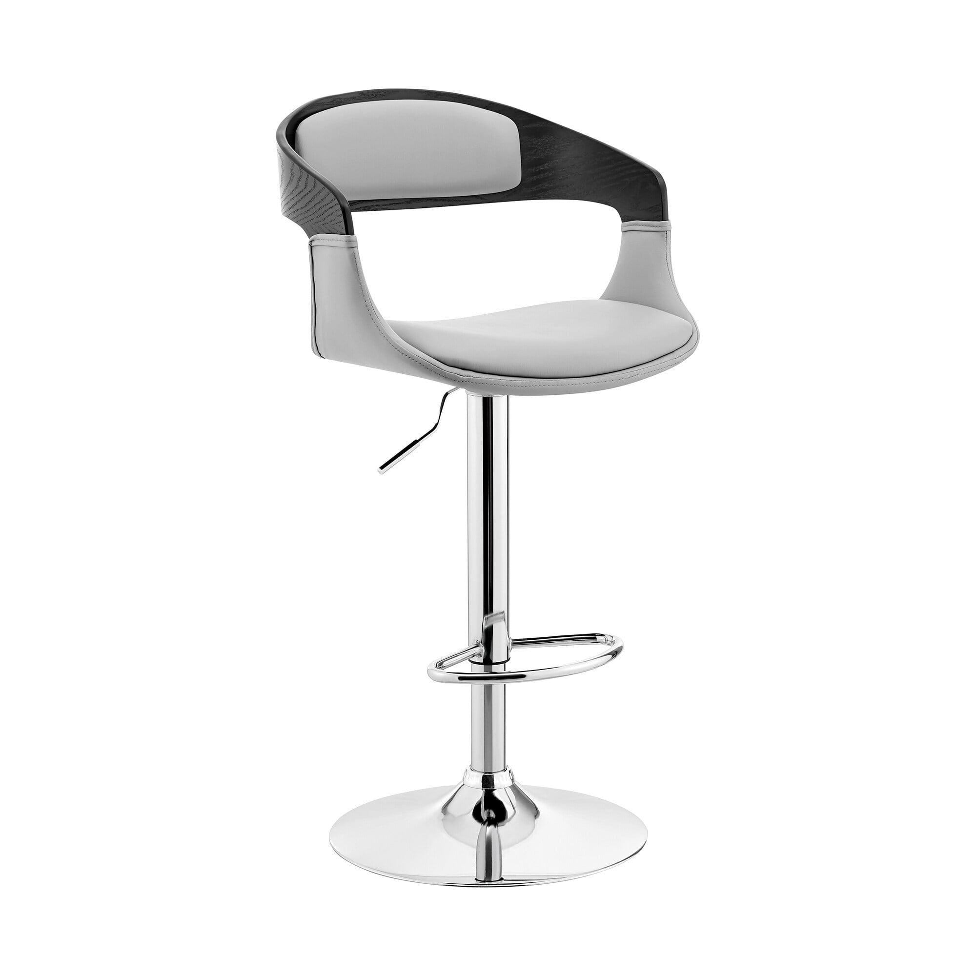 Open Back Faux Leather and Metal Bar Stool, Gray and Black - Walmart.com