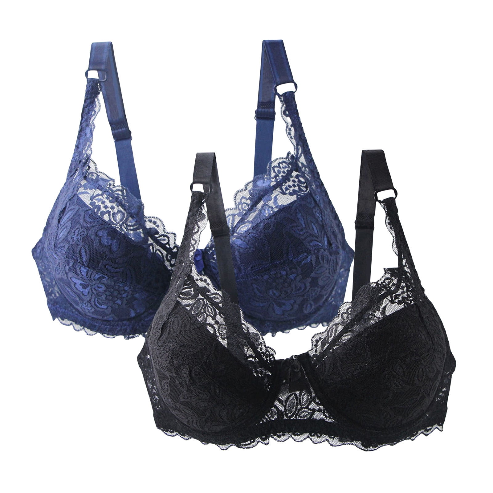 Open Back Sports Bra 2 Packs Women's Lace Bras, Push up Solid Color ...