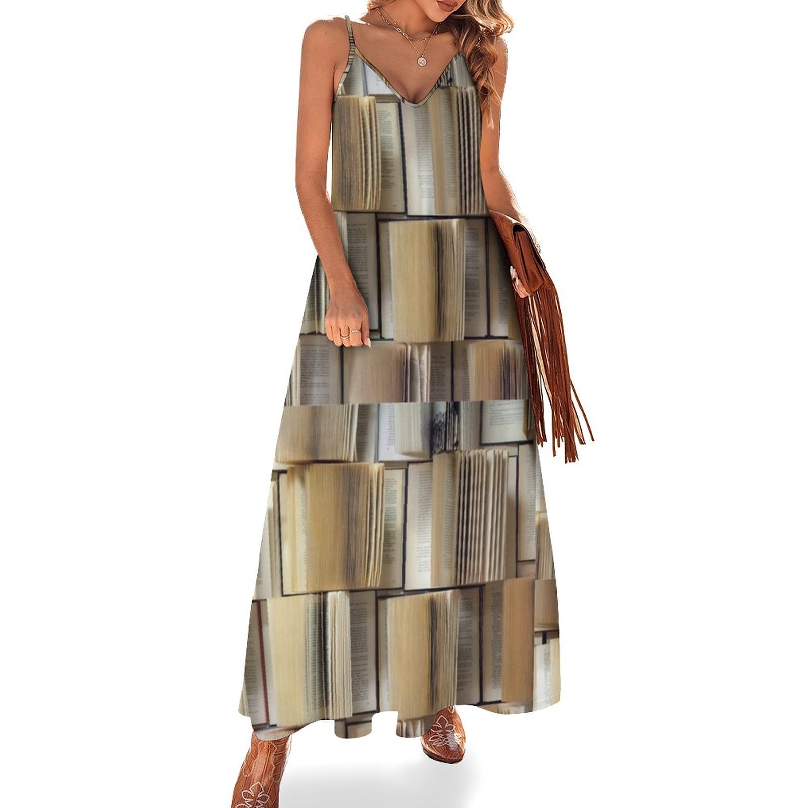 Open Book Pattern Sleeveless Dress Long dress dresses for prom evening ...