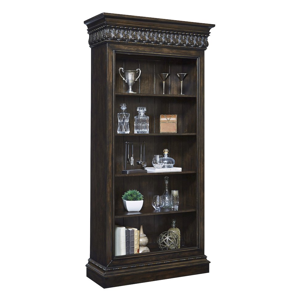 Open Bookcase Wood Curio with Molding in Brown Finish by Pulaski ...