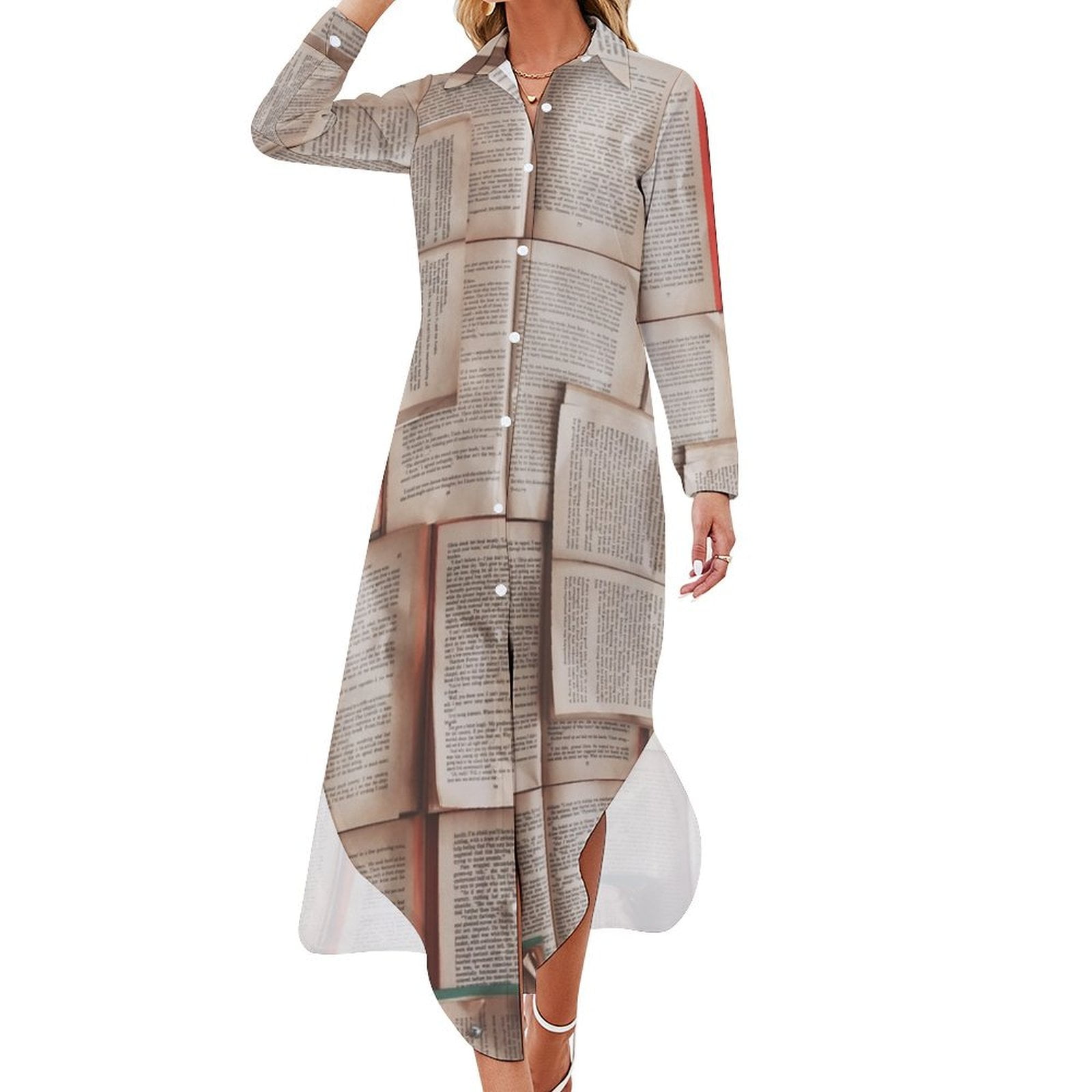 Open Books Library Bookworm Reading Long Sleeved Shirt Dress dress ...
