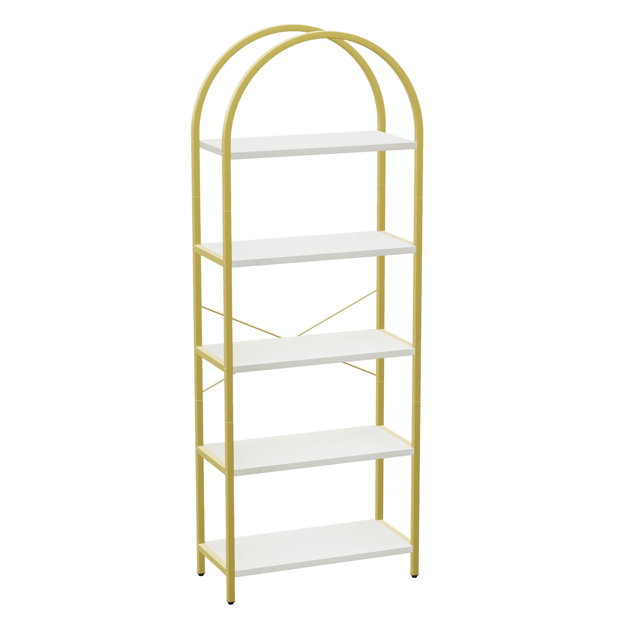 Open Bookshelf, 5-Tier Arched Display Racks, 70.8 Inch Industrial ...