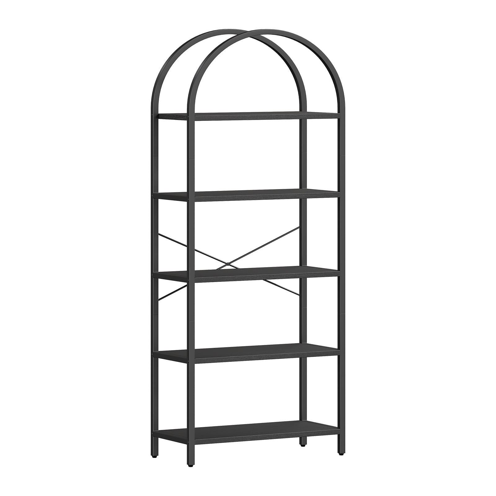 Open Bookshelf, 5-Tier Arched Display Racks, 70.8 Inch Industrial ...