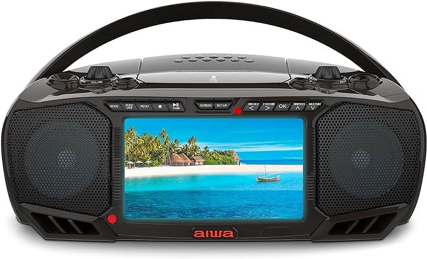 Open Box Aiwa Portable Boombox Sound 3W x 2 Speakers Bass Function 7" LCD AI7001 - Black ...