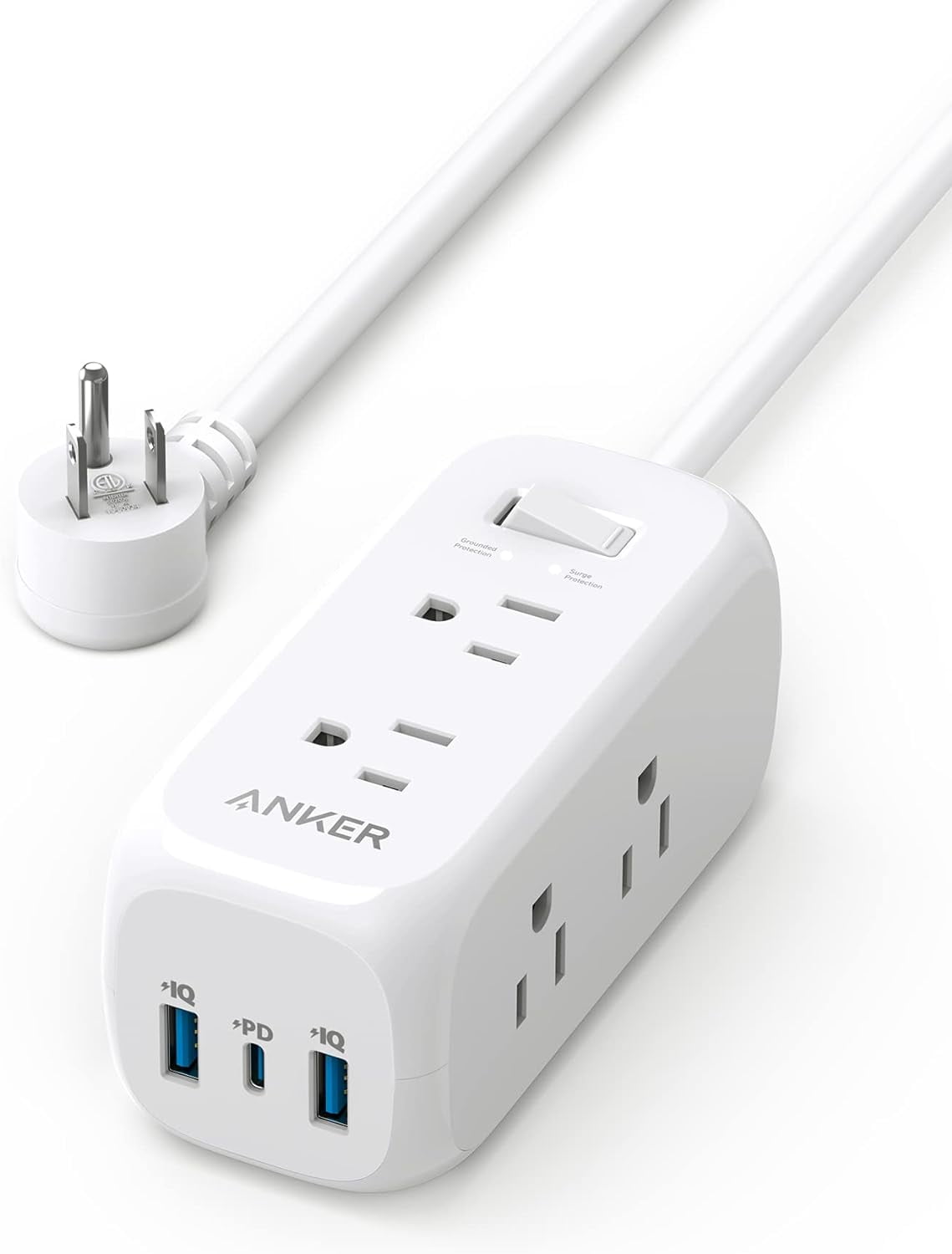 Open Box Anker 332 USB C Power Strip, 10ft Extension Cord, 300J, 6 ...