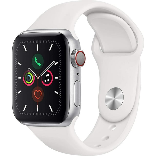 Open Box Apple Watch 5 GPS Cellular 40mm Aluminum Case with White Sport ...
