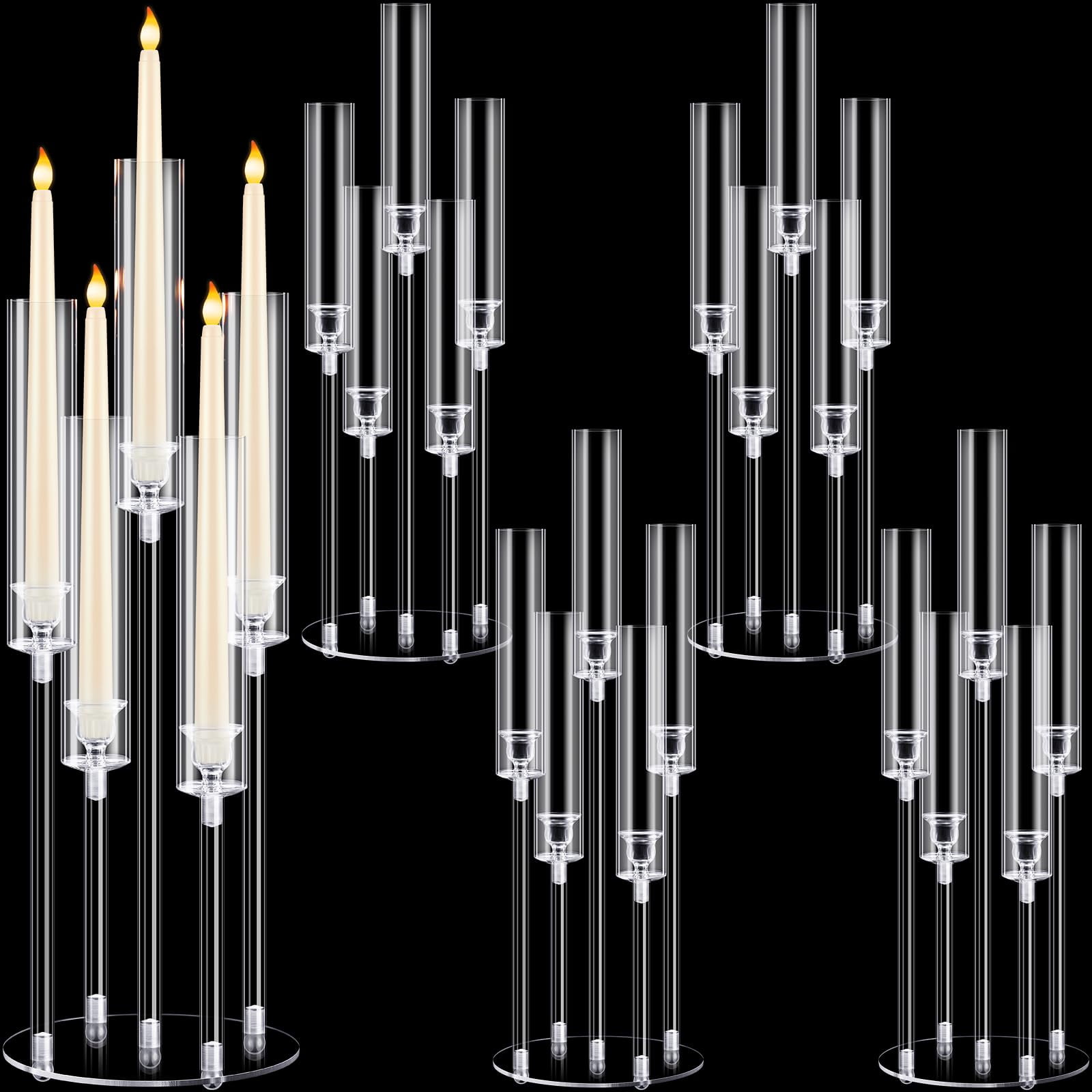 Open Box BARYDAT 4PCS ACRYLIC CANDELABRA CENTERPIECES CLEAR CANDLE ...