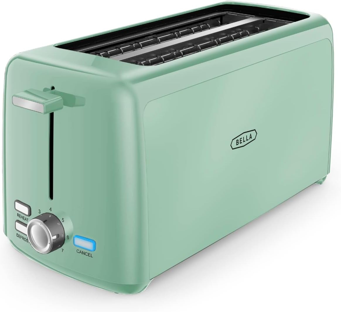 Open Box BELLA 4 Slice Long Slot Toaster TA7402-UL - Sage - Walmart.com
