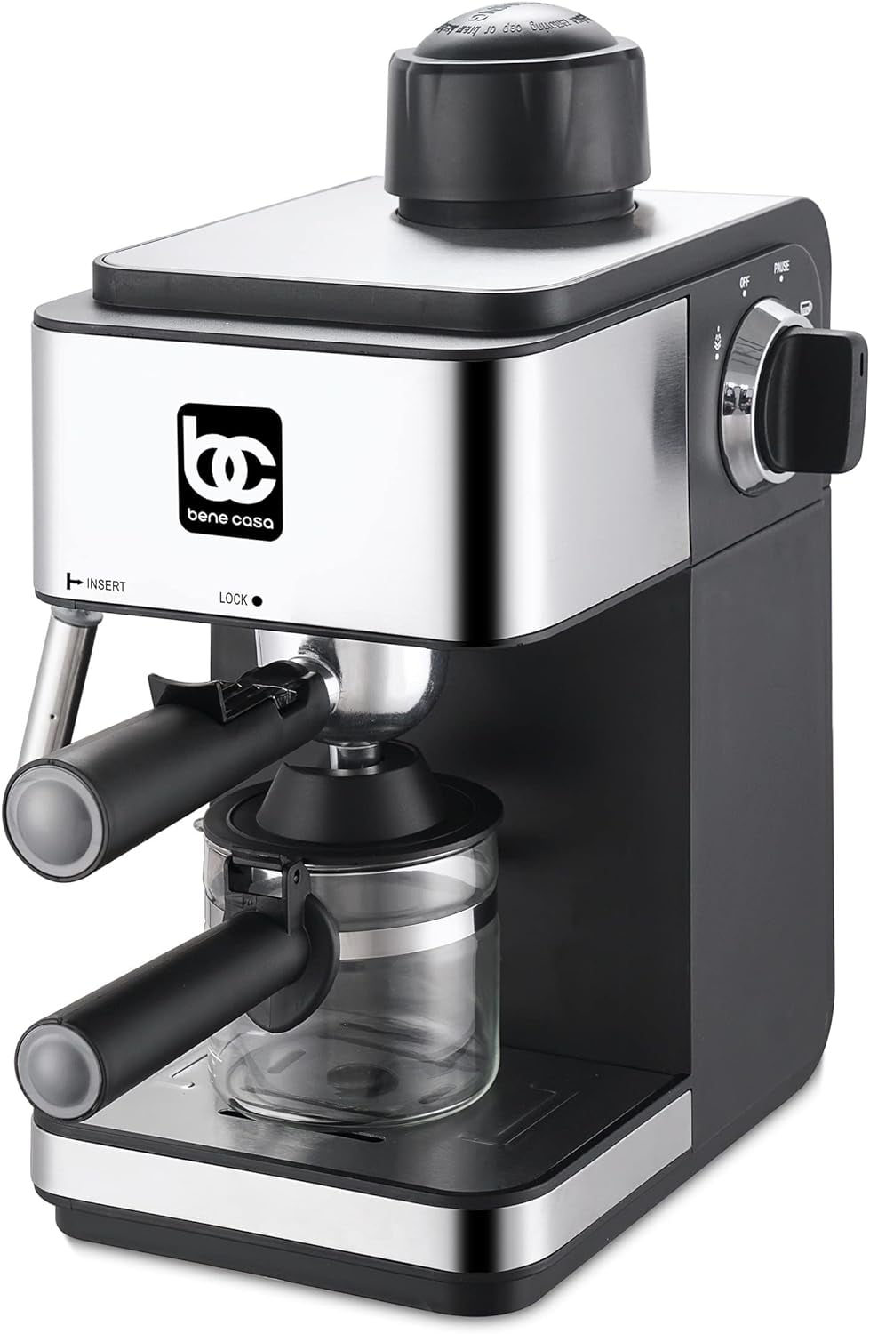 Open Box Bene Casa BC-99189 Espresso Maker, 4-Cup - BLACK/SILVER ...