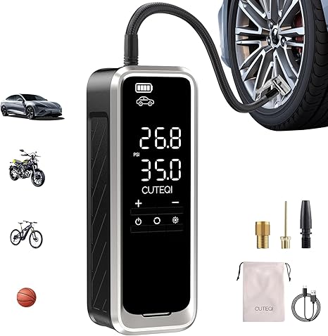 Open Box CUTEQI Tire Inflator Portable 4X Faster Air Pump 160PSI A16-2S ...