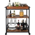 Open Box CharaVector Solid Wood Bar Serving Rolling Kitchen Storage Cart Rustic Brown - Walmart.com