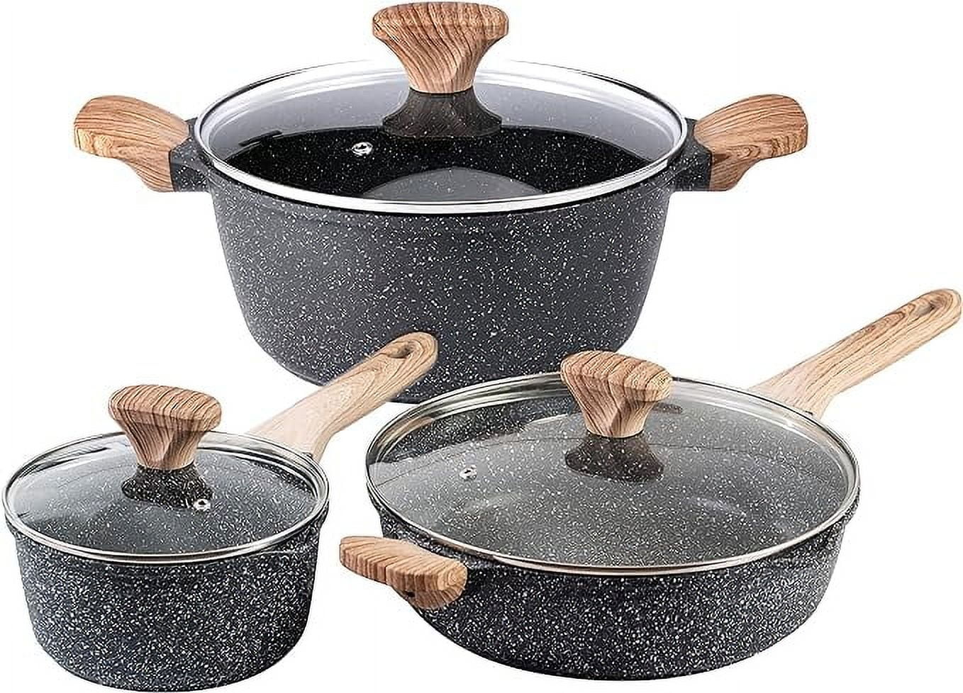 Open Box Country Kitchen Cookware Sets 6 Piece Pots Pans Handles ...