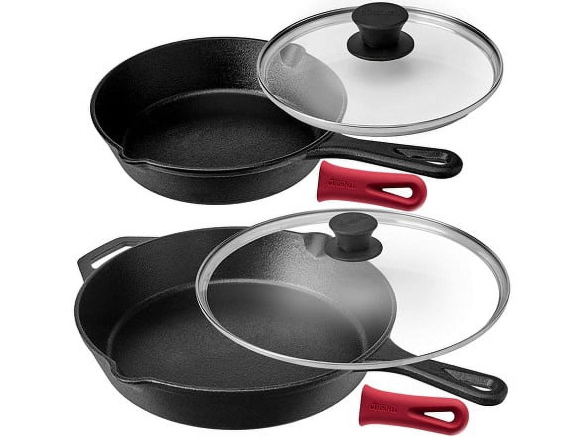 Open Box Cuisinel Cast Iron Skillet Lid Set of 2 Kitchen Cookware 8” 12 ...