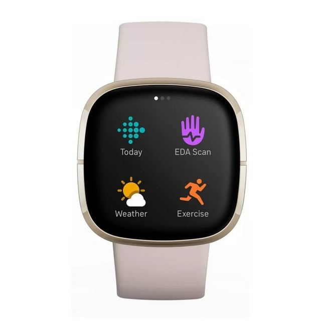 Open Box Fitbit - Sense Advanced Health Smartwatch - Soft Gold / Lunar ...