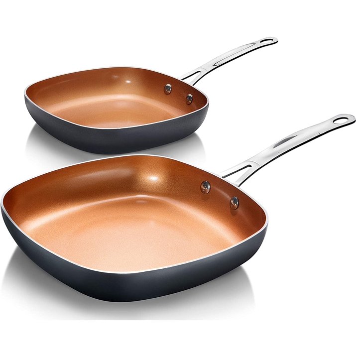 Open Box Gotham Steel Diamond Nonstick 8.5" & 9.5" Square Fry Pan Set ...