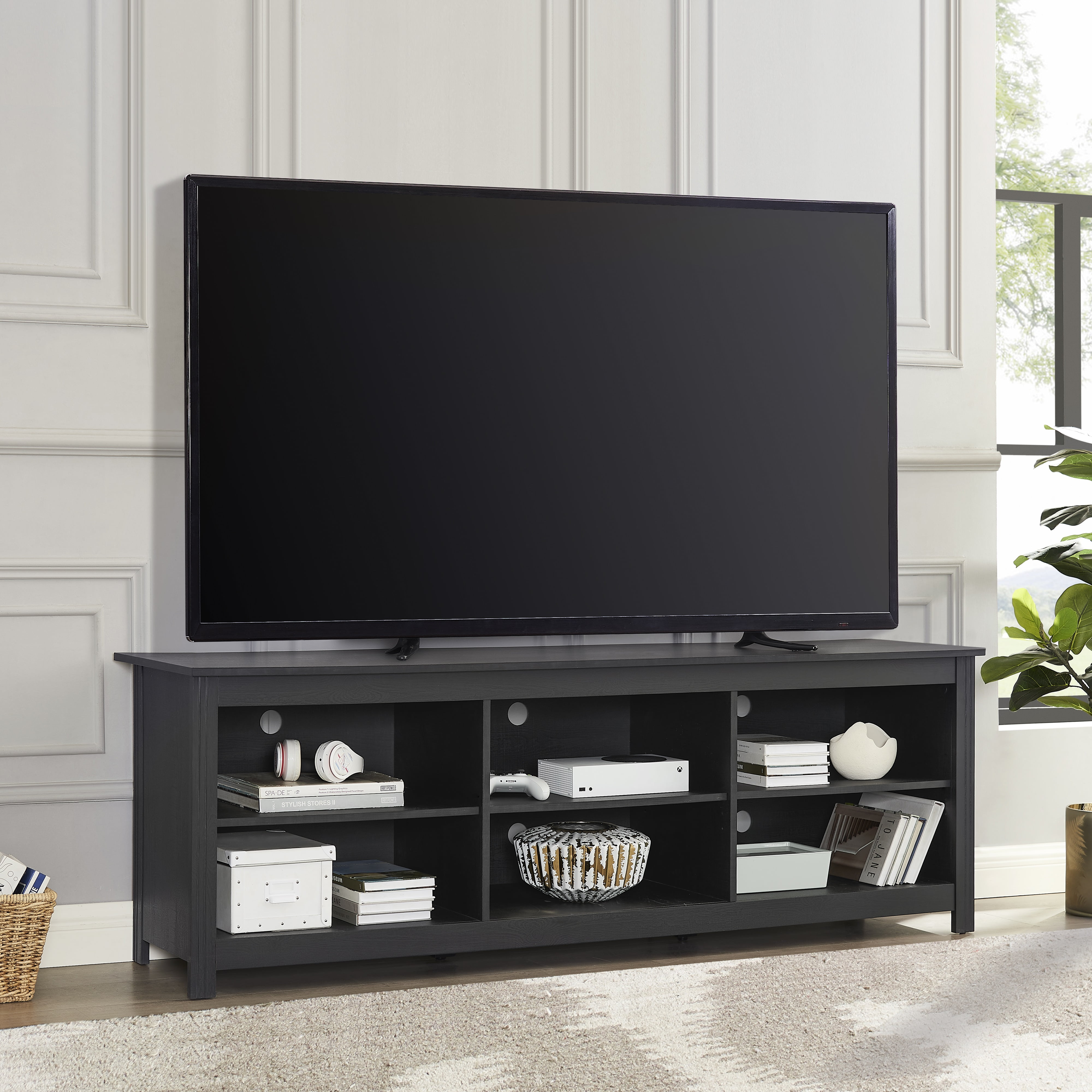 Open Box Mainstays Adjustable Shelf TV Stand for TVs up to 70", Black ...