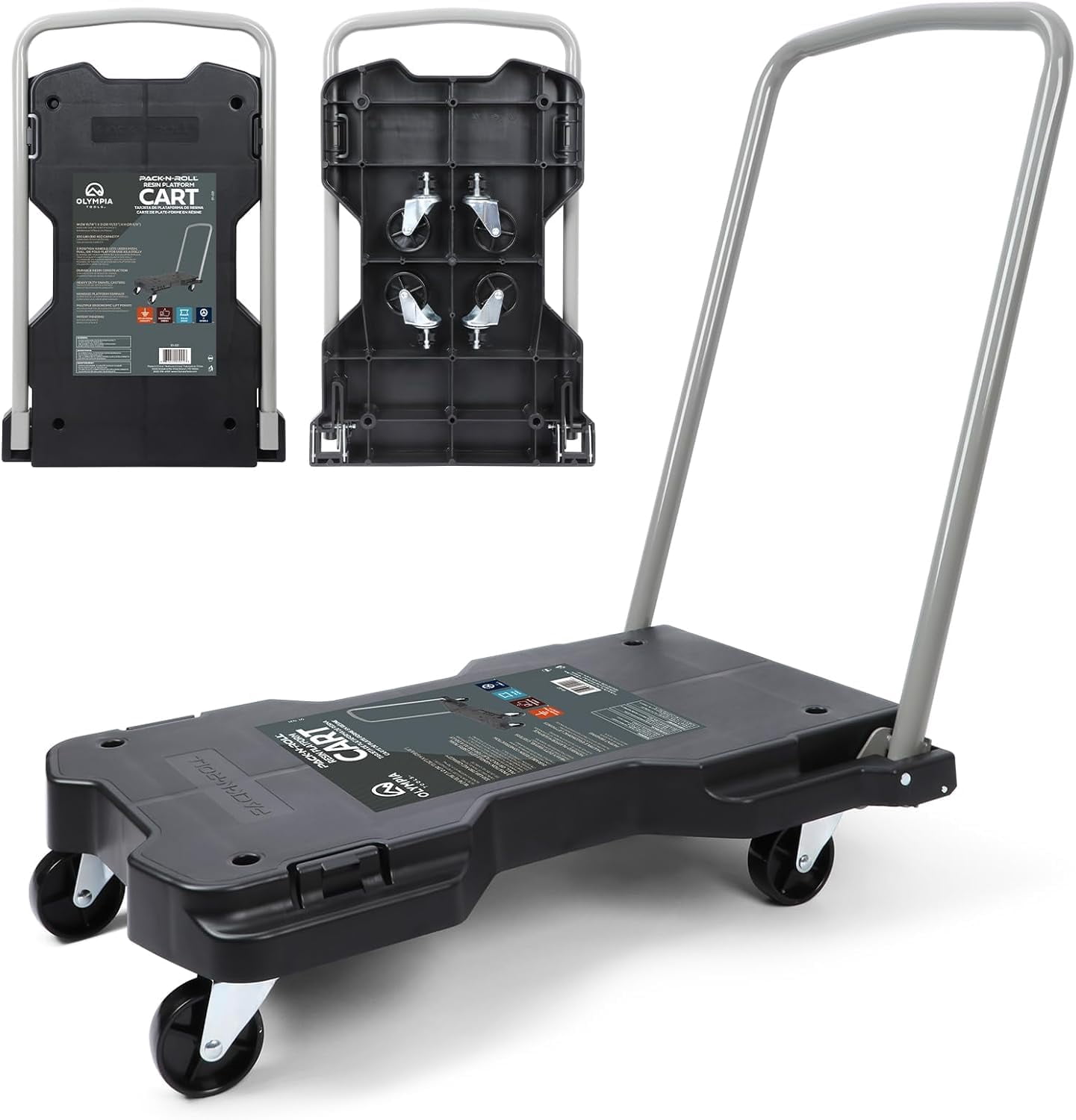 Open Box Olympia Tools Fully Folded Resin Push Cart Dolly - 330 Lb ...