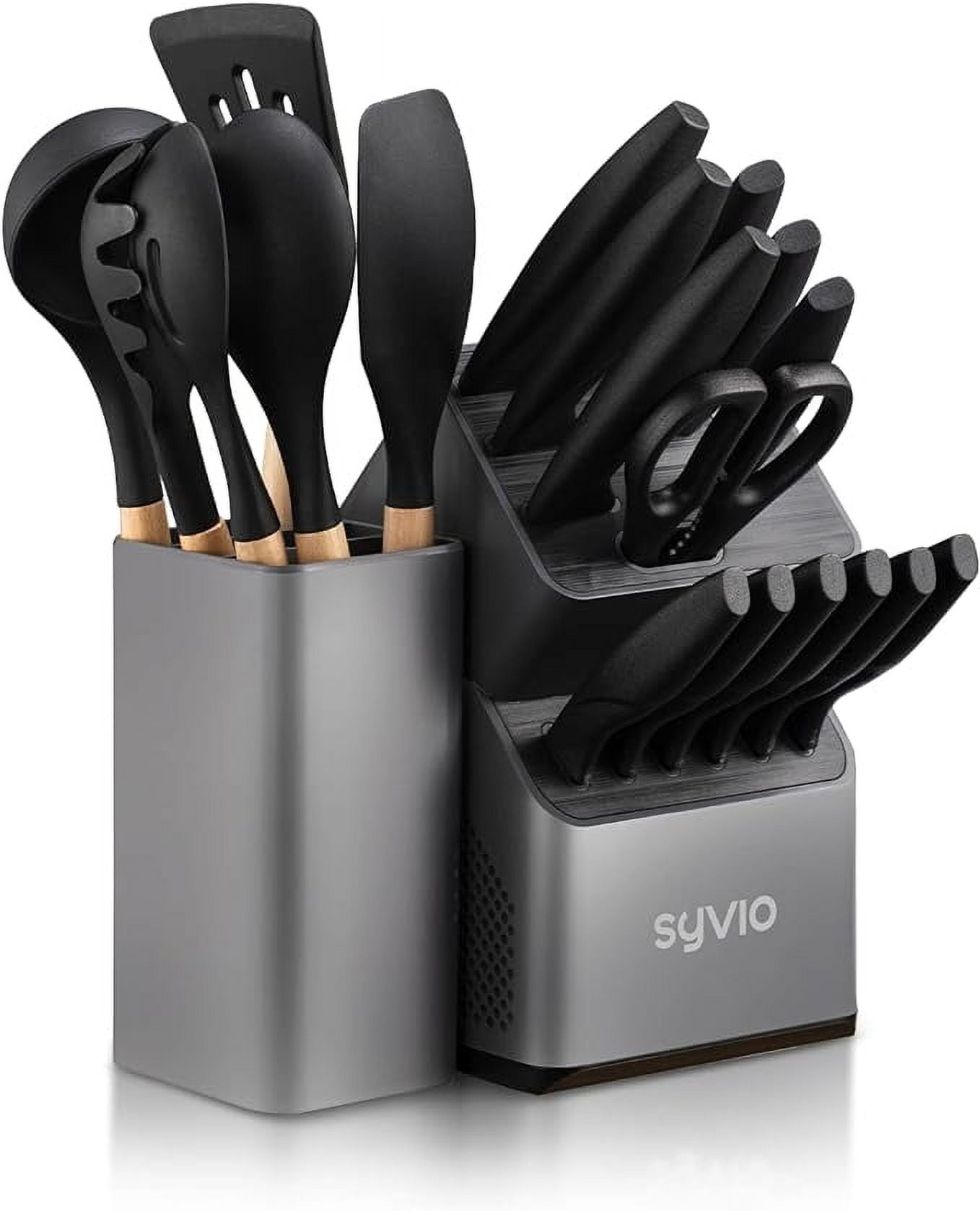 Open Box SYVIO Knife Sets with Block 6 PCS Kitchen Utensils Set 21-in-1 ...
