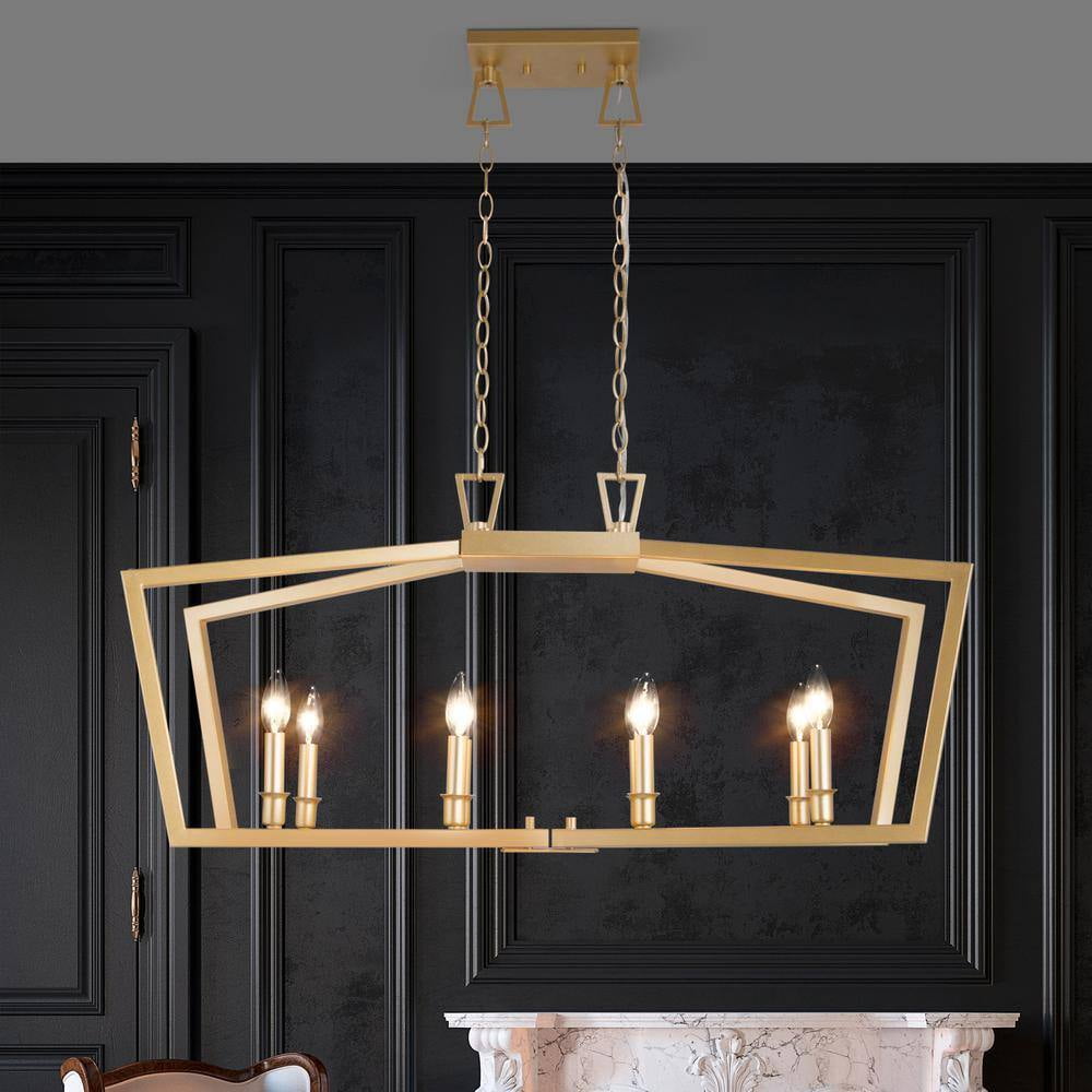 Open Box Uolfin Modern Gold Kitchen Candlestick Chandelier, 38 in. 8 ...