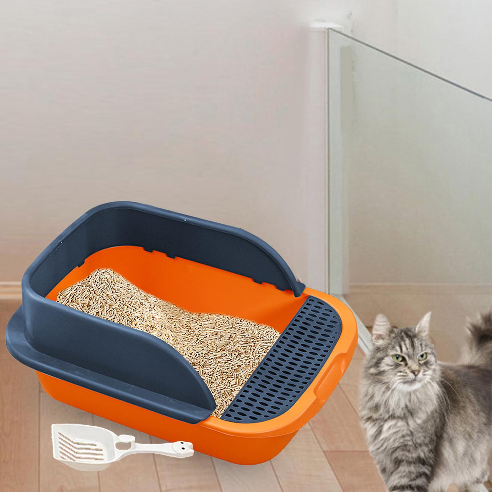 Cat Litter Box Semi-Open Kitten Potty Anti-Splashing Durable High Side ...