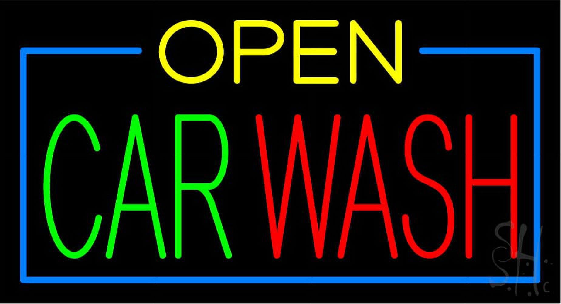 Open Car Wash Block LED Neon Sign 20 x 37 - inches, Clear Edge Cut ...