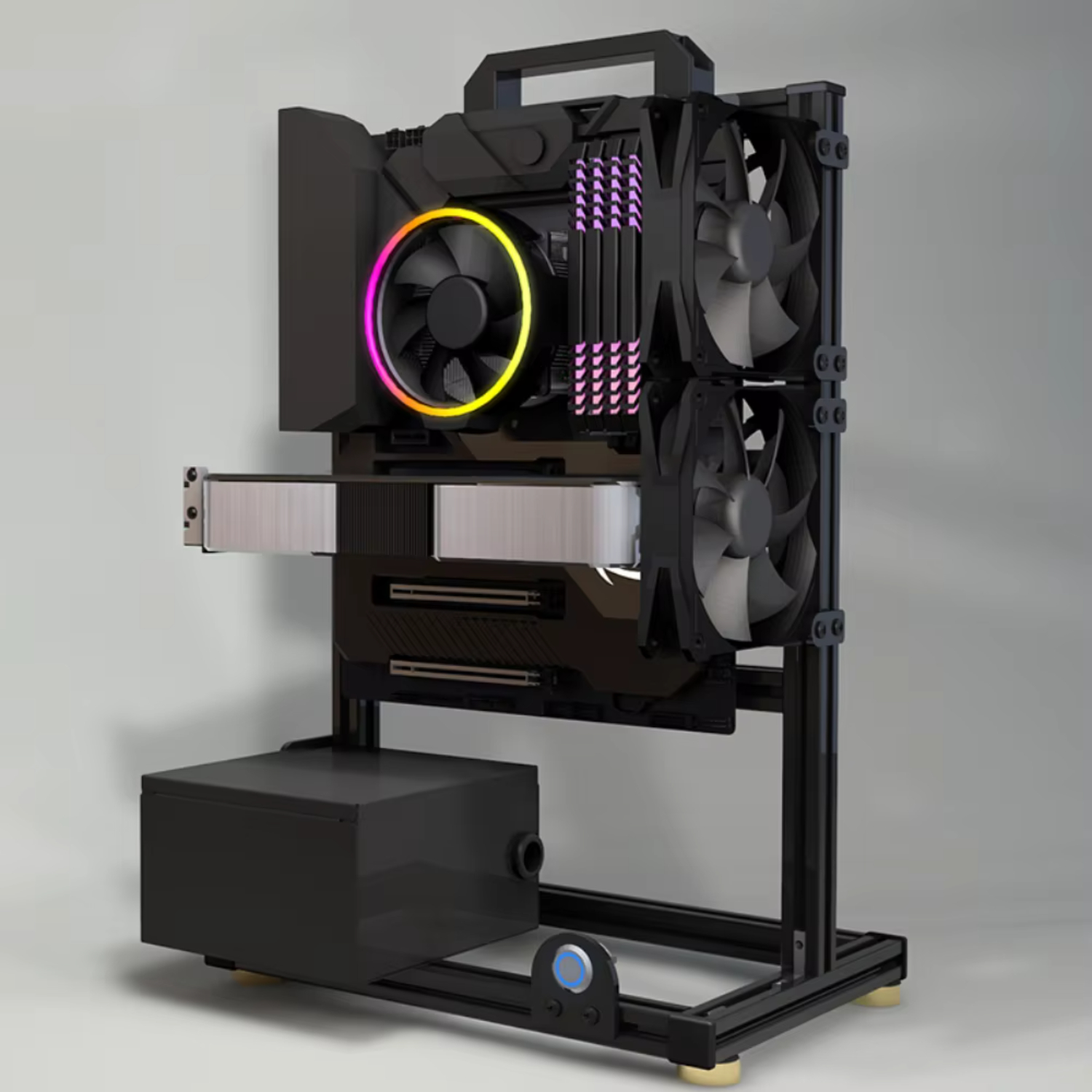 Open Case Gamers Cabinet ATX MOD Chassis Rack DIY Computer Base Frame ...