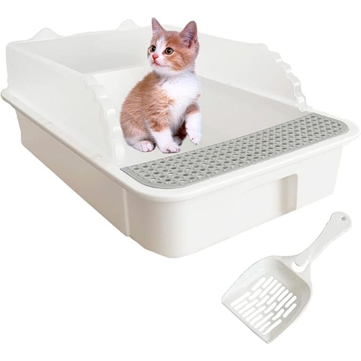Open Cat Litter Box with High Side,Heightening Anti-Splashing Cats ...