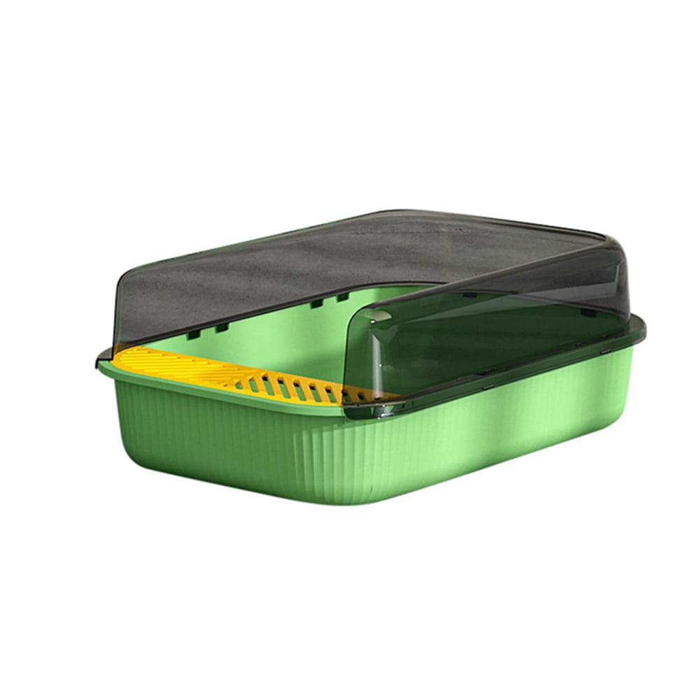Open Cat Litter Box,Semi-Enclosed Large Litter Box for Cats,Top Entry ...