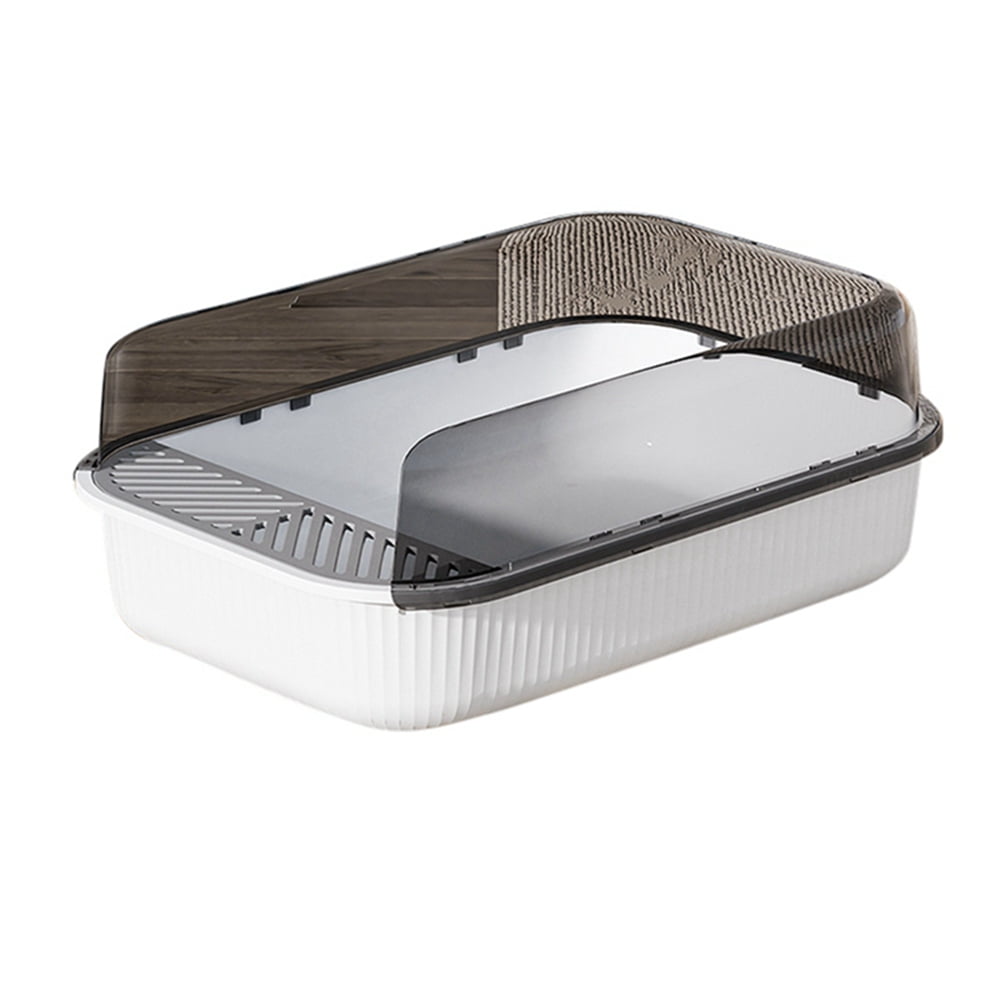 Open Cat Litter Box,Semi-Enclosed Large Litter Box for Cats,Top Entry ...