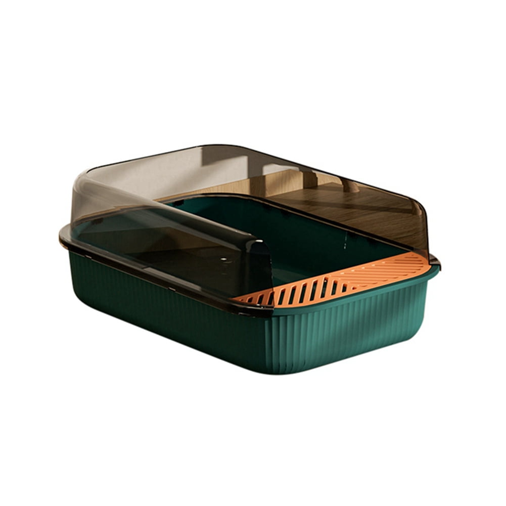 Open Cat Litter Box,Semi-Enclosed Large Litter Box for Cats,Top Entry ...