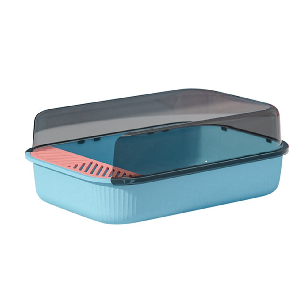 Open Cat Litter Box,Semi-Enclosed Large Litter Box for Cats,Top Entry ...