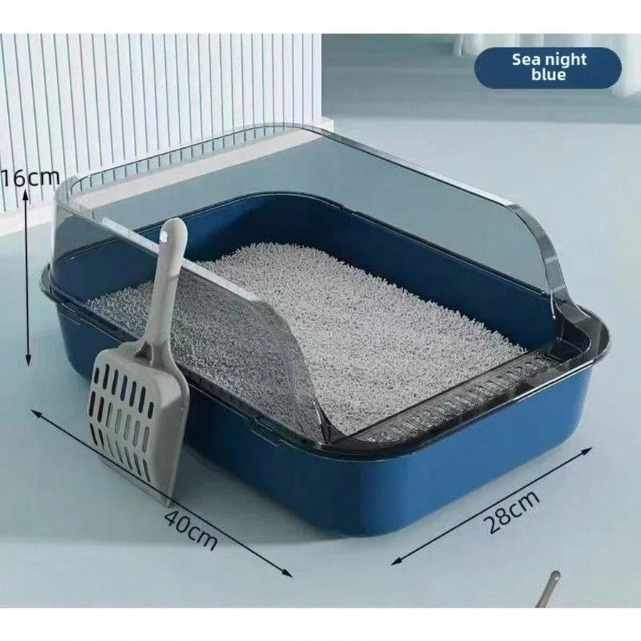 Open Cat Litter Box Thickening Kitty Sandbox Semi-Enclosed High Side ...
